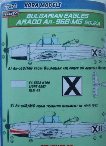 Kora Models C7272 Arado Ar-96B/ MG Bulgarian Heller/ Encore