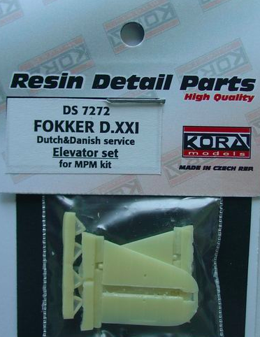 Kora Models DS7272 Fokker D.XXI Merc.-Dutch&Danish-Elevators set