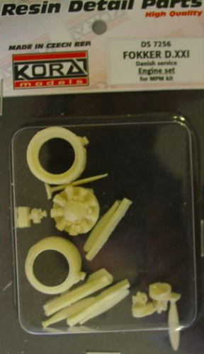 Kora Models DS7256 Fokker D.XXI Mercury-Danish-Engine set