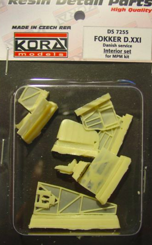 Kora Models DS7255 Fokker D.XXI Mercury-Danish-Interior set