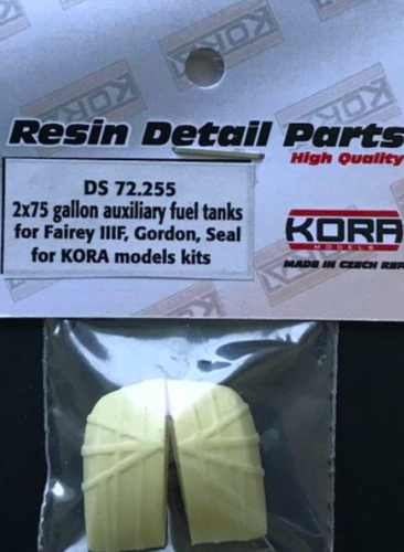 Kora Models DS72255 2x75 gallon auxilliary fuel tanks for Fairey IIIF, Gordon, Seal