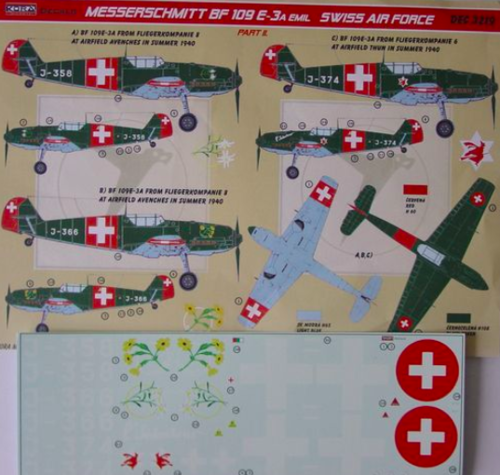 Kora Models Dec3219 Messerschmitt Bf-109E-3a Swiss II + knipl