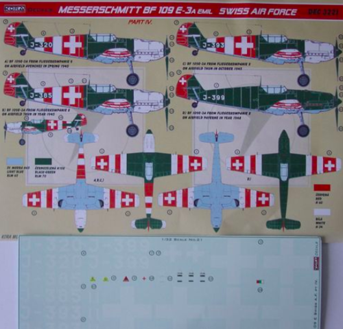 Kora Models Dec3221 Messerschmitt Bf-109E-3a Swiss IV + knipl