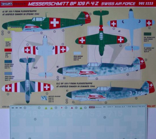 Kora Models Dec3223 Messerschmitt Bf-109F-4/Z Swiss