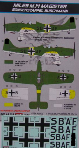 Kora Models Dec48103 Miles Magister I Sonderstaffel Buschmann