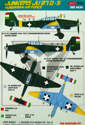 Kora Models Dec4834 Ju 87D-5 Hungaria