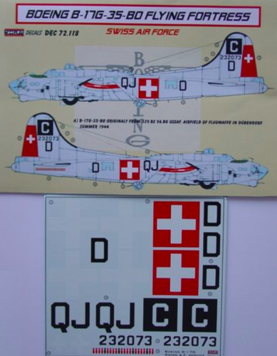 Kora Models Dec72118 Boeing B-17G Swiss