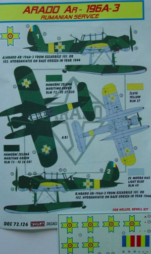 Kora Models Dec72126 Arado Ar-196A-3 Romania