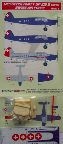 Kora Models Dec72128 Messerschmitt Bf 108 Taifun Swiss II+detail set