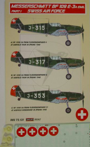 Kora Models Dec72131 Bf 109E-3 Swiss part I.