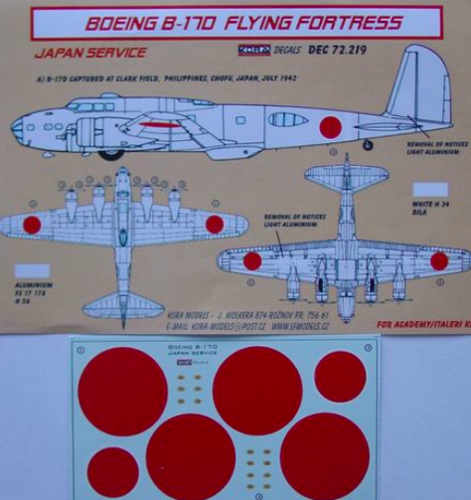 Kora Models Dec72219 Consolidated B-17D Japanese