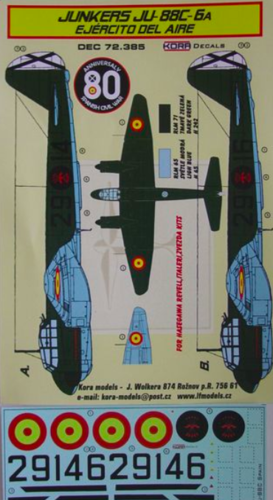 Kora Models Dec72385 Junkers Ju-88C-6A Ejercito Del Aire