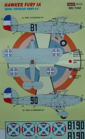 Kora Models Dec7248 Hawker Fury IA Yugoslavia