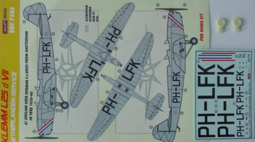 Kora Models Dec7286 Klemm Kl 25 d VII Netherlands