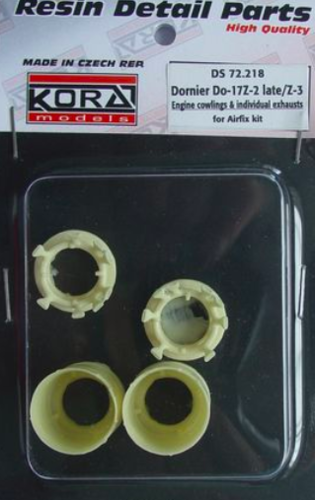 Kora Models DS72218 Do-17Z-2 late/Z-3 engine cowlings and individual exhausts