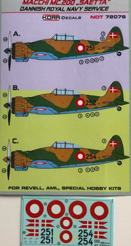 Kora Models NDT72076 Macchi MC.200 "SAETTA" Dannish Royal Navy service
