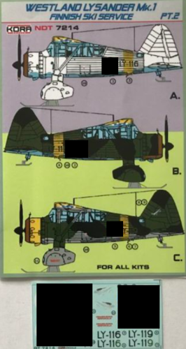 Kora Models NDT72014 Westland Lysander I Finnish II ski