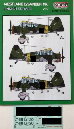 Kora Models NDT48033 Westland Lysander Mk.I Finnish service I