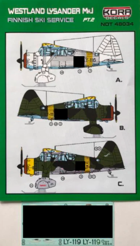 Kora Models NDT48034 Westland Lysander Mk.I Finnish service II ski