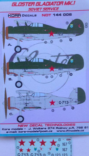 Kora Models NDT144006 Gloster Gladiator MK.I. - Soviet service