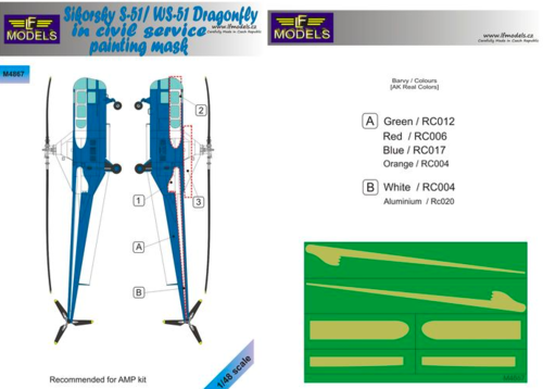 LF Models M4867 Sikorsky S-51/WS-51 in civil service painting mask