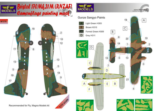 LF Models M7276 Bristol 170 Mk.31M (RNZAF) Camouflage Painting Mask