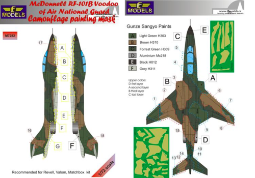LF Models M7282 McDonnell RF-101B Voodoo of Air National Guard Camo Painting Mask