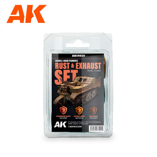 AK-Interactive AK14031 Liquid Pigment - Rust And Exhaust Enamel Set