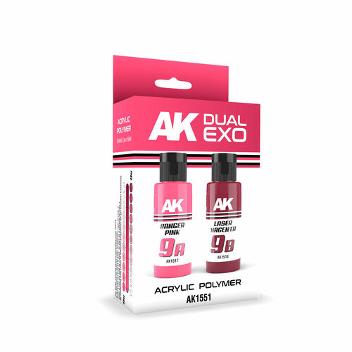 AK-Interactive AK 1551 9A Ranger Pink & 9B Laser Magenta - Dual Exo Set 9