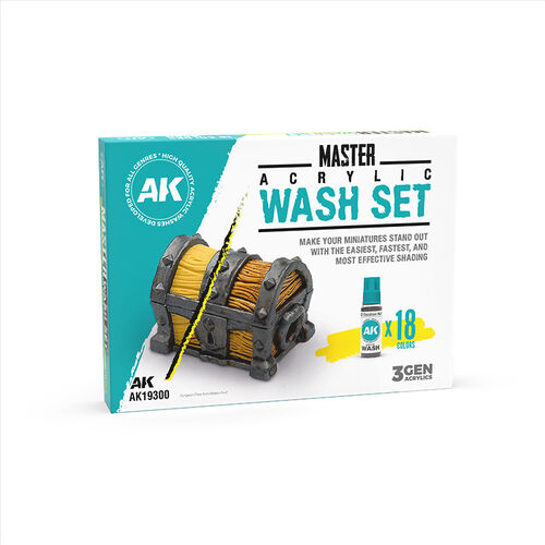 NEW! AK-Interactive 19300 Master Acrylic Wash Set Full (18 Colors)