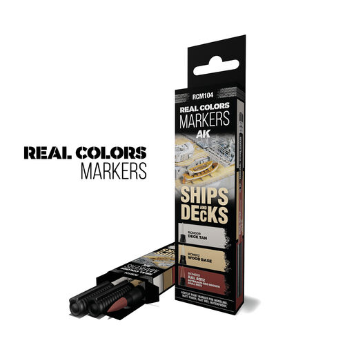 AK-Interactive RCM104 Ships & Decks - Set 3 Real Colors Markers