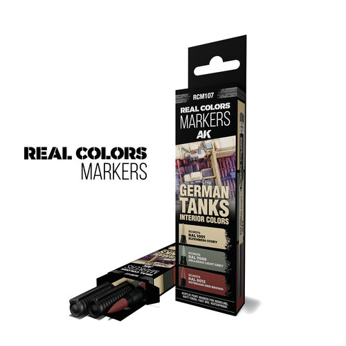 AK-Interactive RCM107 German Tanks Interior Colors - Set 3 Real Colors Markers