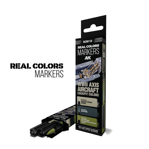 AK-Interactive RCM110 Axis WWII Aircraft Cockpit Colors - Set 3 Real Colors Markers