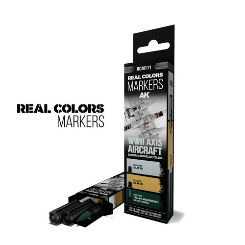 AK-Interactive RCM111 Axis WWII Aircraft Squiggle - Set 3 Real Colors Markers