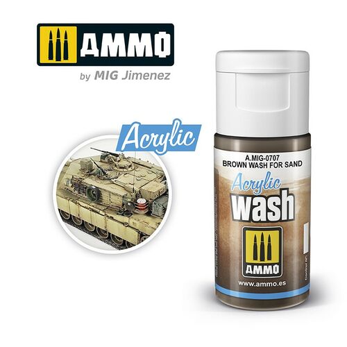 AMMO of Mig Jimenez A.MIG 0707 ACRYLIC WASH Brown Wash for Sand