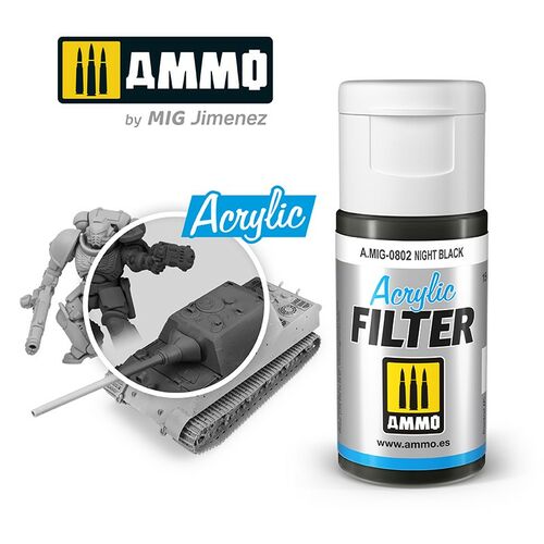 AMMO of Mig Jimenez A.MIG 0802 Acrylic Filter Night Black