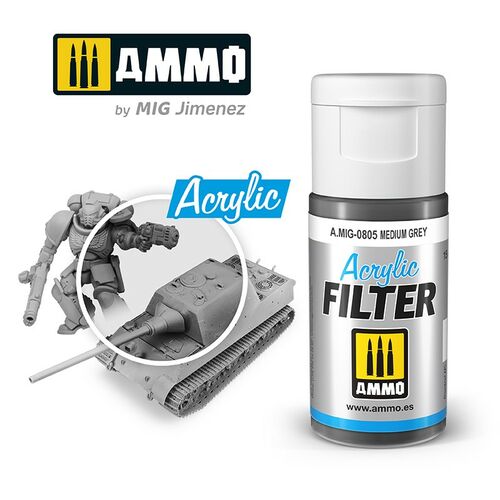 AMMO of Mig Jimenez A.MIG 0805 Acrylic Filter Medium Grey