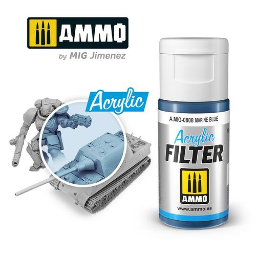AMMO of Mig Jimenez A.MIG 0808 Acrylic Filter Marine Blue