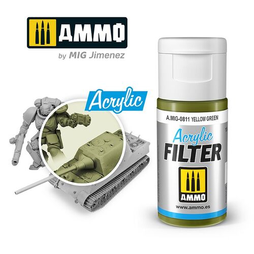 AMMO of Mig Jimenez A.MIG 0811 ACRYLIC FILTER Yellow Green