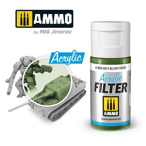 AMMO of Mig Jimenez A.MIG 0813 ACRYLIC FILTER Military Green