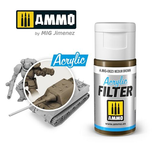 AMMO of Mig Jimenez A.MIG 0823 ACRYLIC FILTER Medium Brown