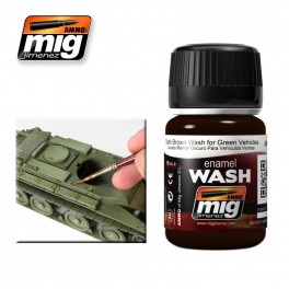AMMO of Mig Jimenez A.MIG 1005 Dark Brown Wash For Green Vehicles