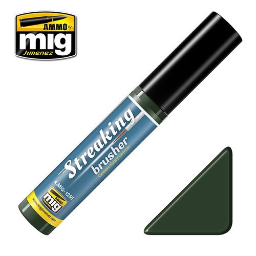 AMMO of Mig Jimenez A.MIG 1256 Green-Grey Grime Streakingbrusher