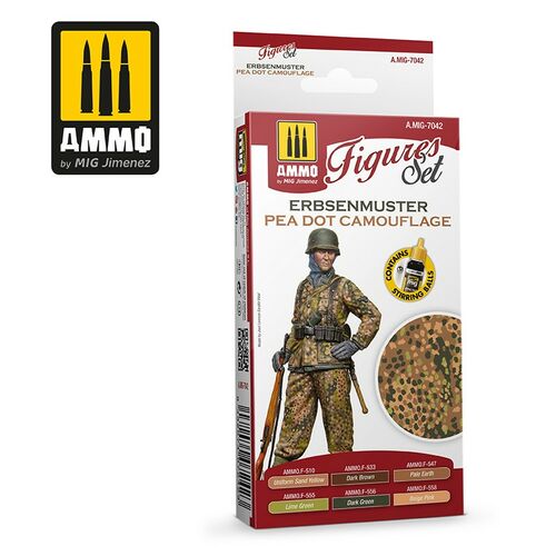 AMMO of Mig Jimenez A.MIG 7042 Erbsenmuster Pea Dot Camouflage Figures Set