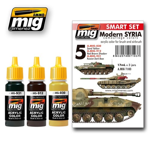 AMMO of Mig Jimenez A.MIG 7103 Modern SYRIA camouflage colors - acrylic color for brush and airbrush Set