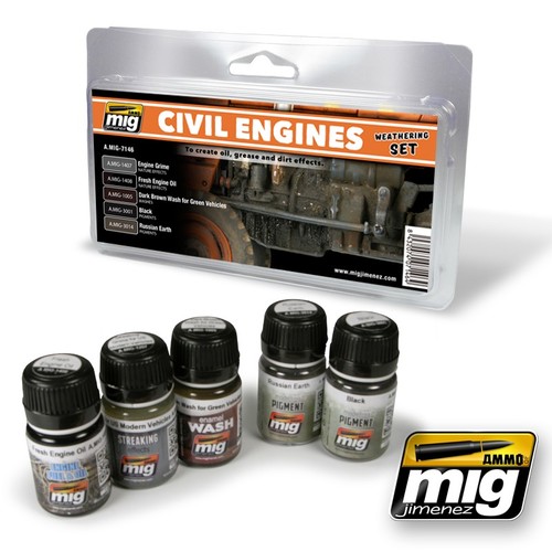 AMMO of Mig Jimenez A.MIG-7146 Civil Engines Weathering Set