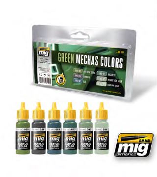 AMMO of Mig Jimenez A.MIG 7149 Green Mechas Colors Set