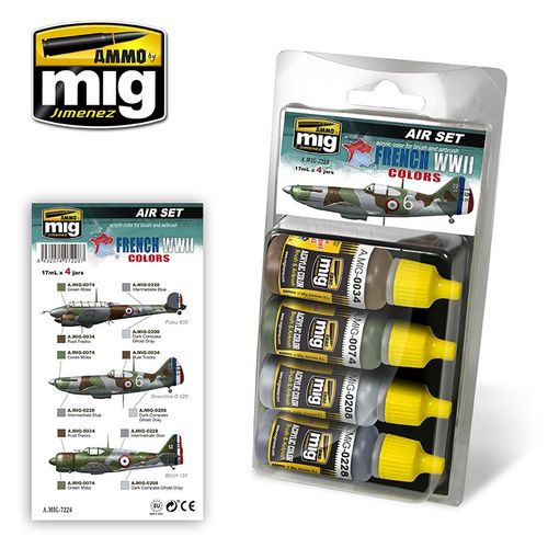 AMMO of Mig Jimenez 7228 French WWII Aircraft Colors Set