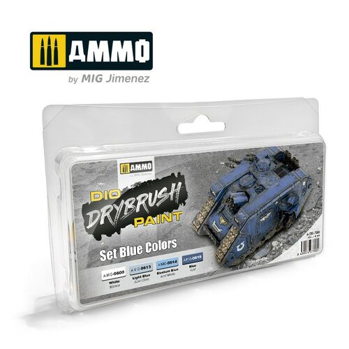 AMMO of Mig Jimenez A.MIG 7303 DRYBRUSH Set Blue Colors