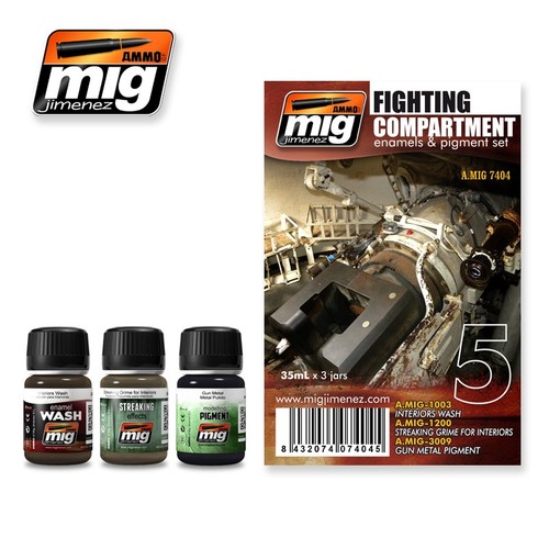 AMMO of Mig Jimenez A.MIG 7404 Fighting Compartment - Enamels & Pigment Set